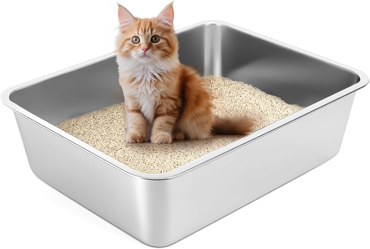 Amazon.com: YOILES Stainless Steel Cat Litter Box with High Sides ...