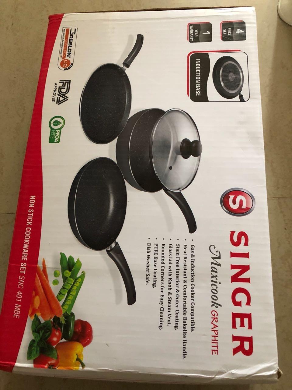 Buy Singer Maxicook Graphite 3 Pcs Induction Base Non-Stick Cookware ...