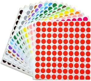 20 Feuilles Gommettes Autocollantes Rondes Pastille Autocollante de ...