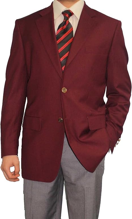 Stylish Men's Two Gold Button Burgundy Sport Jacket Sport Blazer (48 ...