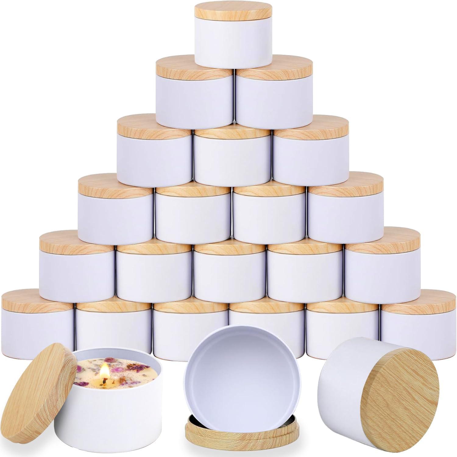 Amazon.com: ABK 4oz White Candle Tins, 24 PCS Matte Mental Jars With ...