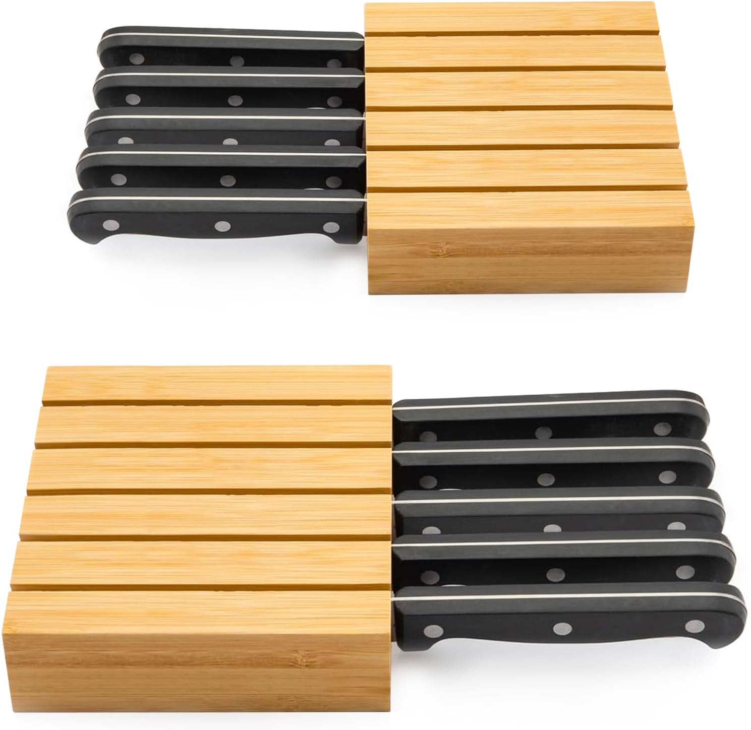 relaxdays Inserto Portacoltelli da Cassetto in bambù, Organizer per 5 ...