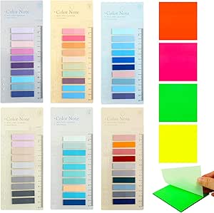 Sticky Index Tabs, 1200pcs Morandi Sticky Tabs with Rules and 200 pcs ...