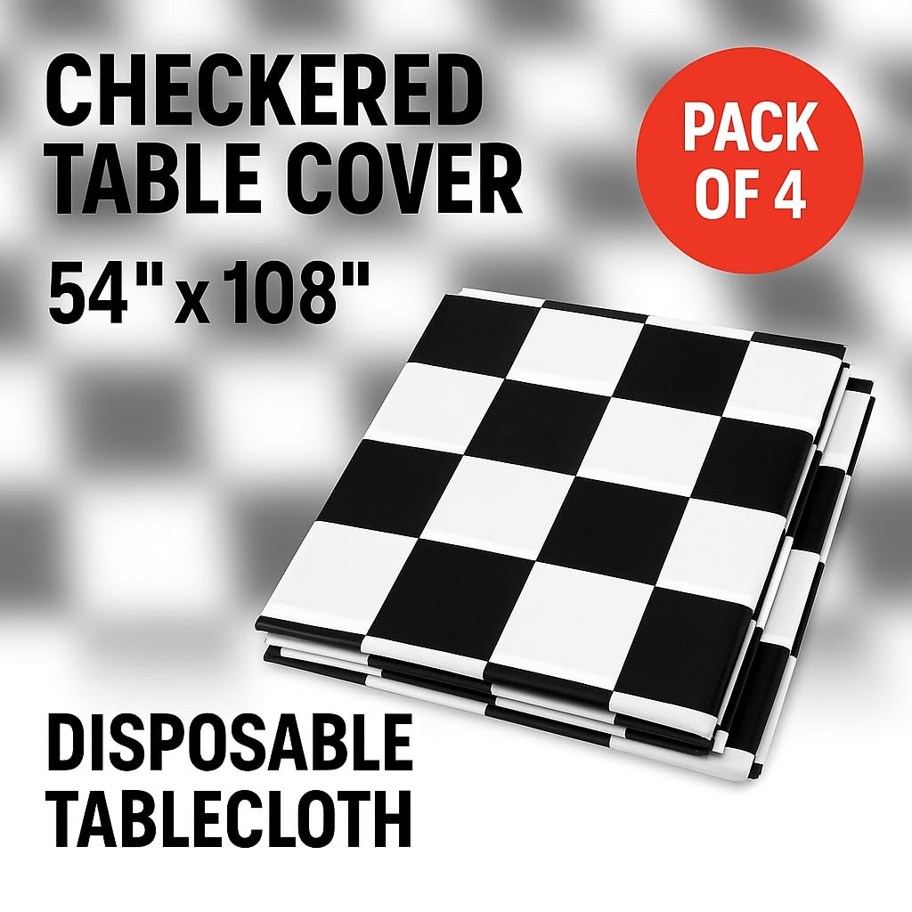 Snapklik.com : Oojami Pack Of 4 Black & White Checkered Flag Table ...