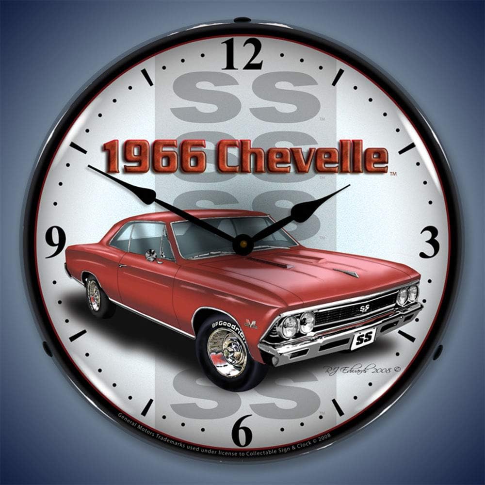 1966 Chevy Chevelle SS Reloj de pared LED, RetroVintage, iluminado, 14 ...