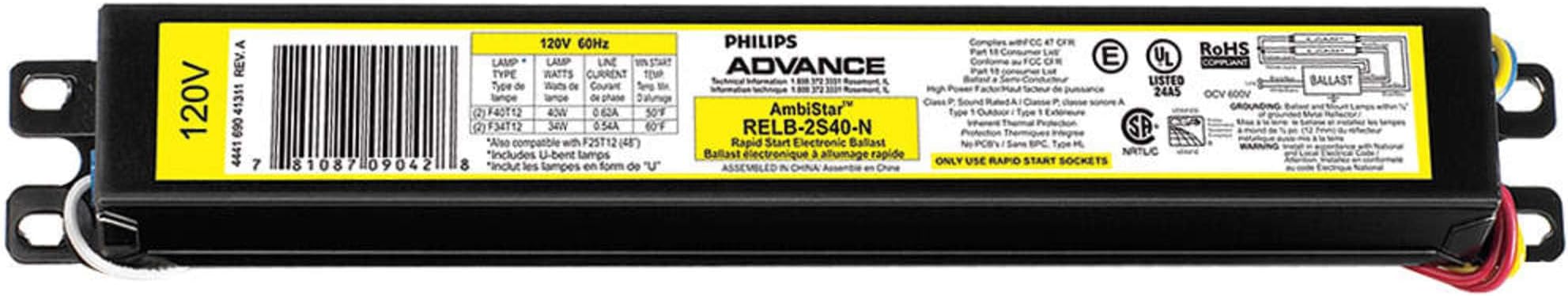 PHILIPS Advance, ICN-2S40-N, Electronic Ballast, T12 Lamps, 120/277V ...