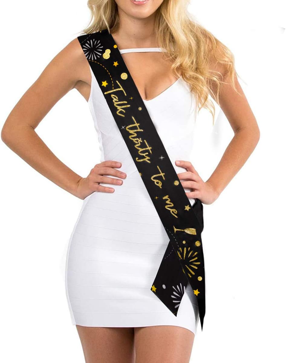 Amazon.com: "Talk Thirty to me" Sash - 30th Birthday Sash 30 Birthday ...