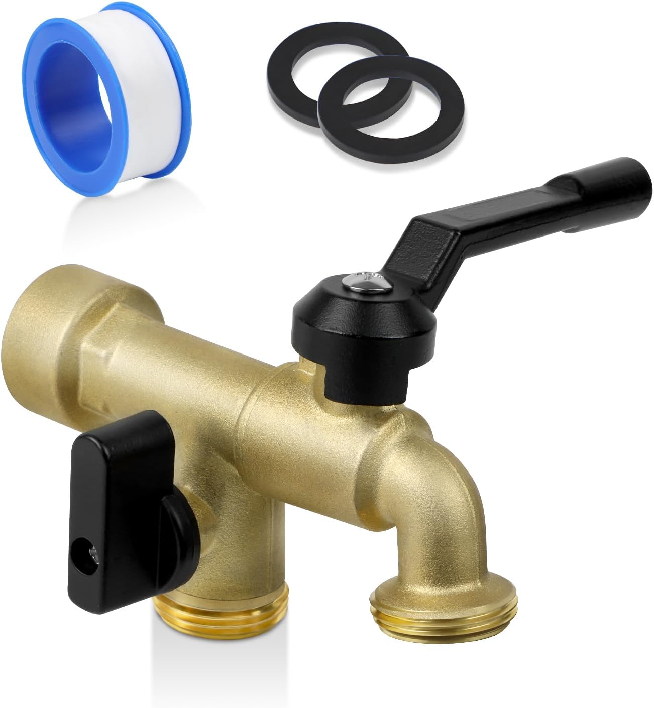 Amazon.com: Outdoor Garden Water Faucet with Double Outlet, Outside ...