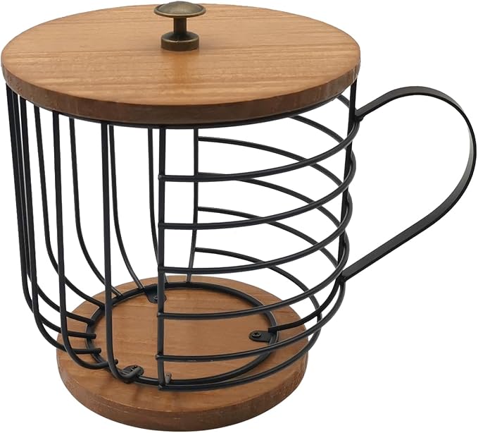 Amazon.com: MFBJXC Large Capacity Wire Kup Storage with Wooden Base ...