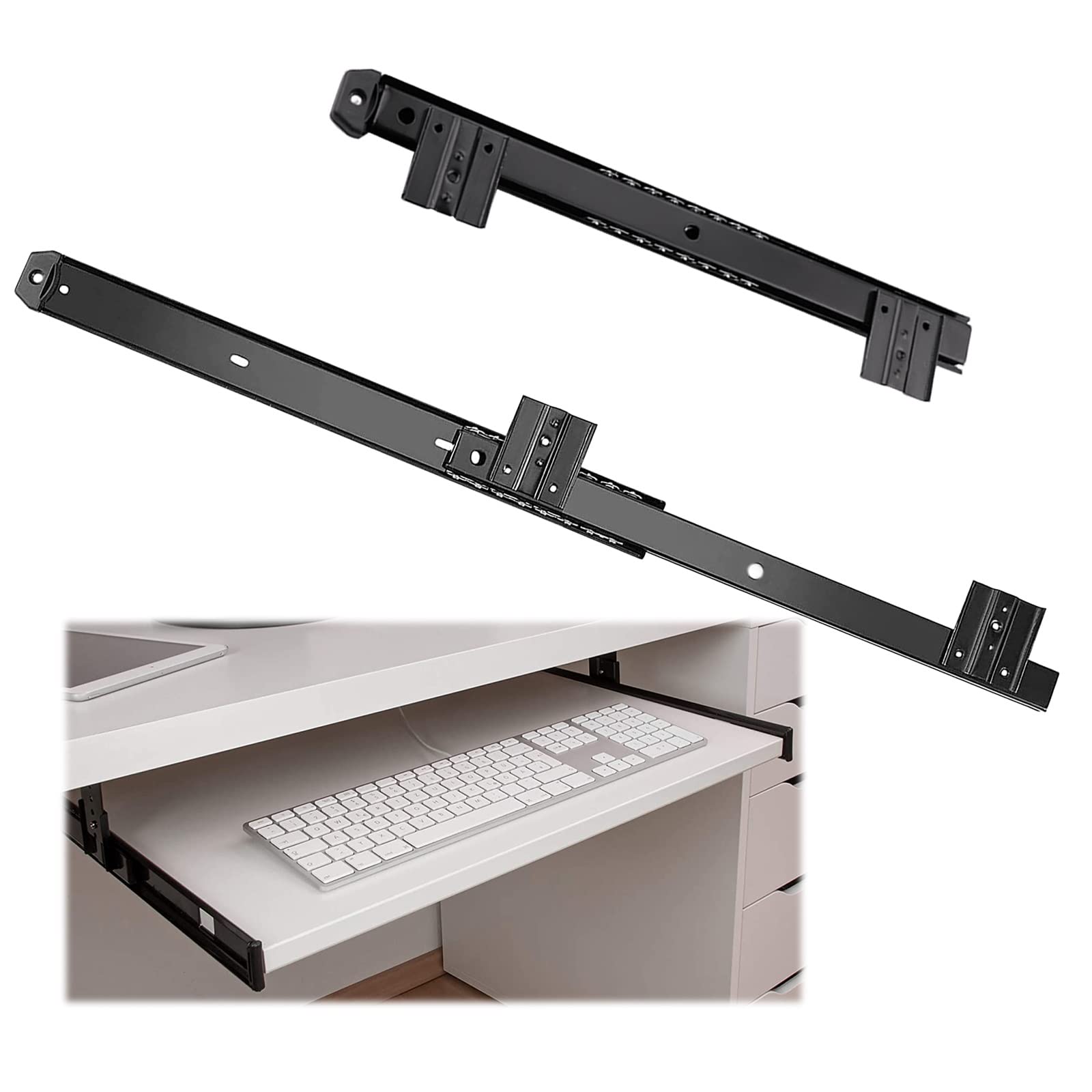 Ball Bearing Keyboard Slides - Quiet Under Desk Tray Slides With ...