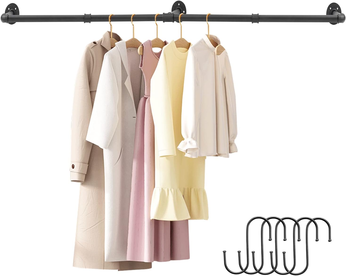 Amazon.com: QNK Clothes Drying Rack 72 Inch Industrial Pipe Shelving ...