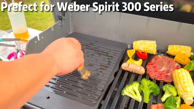 Watch 7598 Cast Iron Griddle for Weber Spirit 300 Series Grill on ...