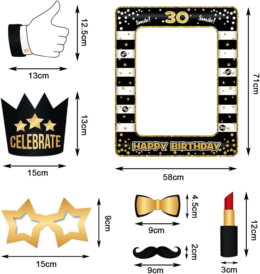 30th Brithday Decorations, Birthday Party Photo Props with Selfie Props ...