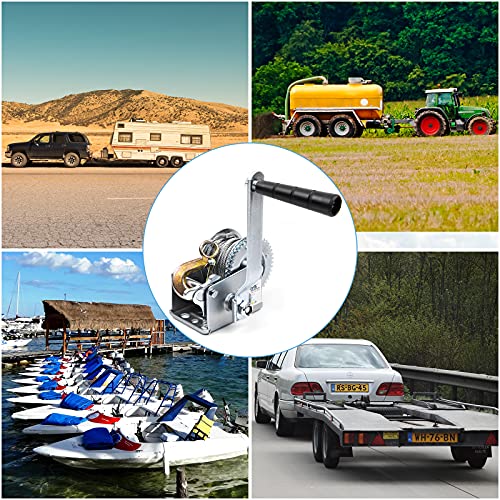 PROFLine 600lbs Hand Winch Steel Cable Boat Trailer Two-Way Ratchet ...