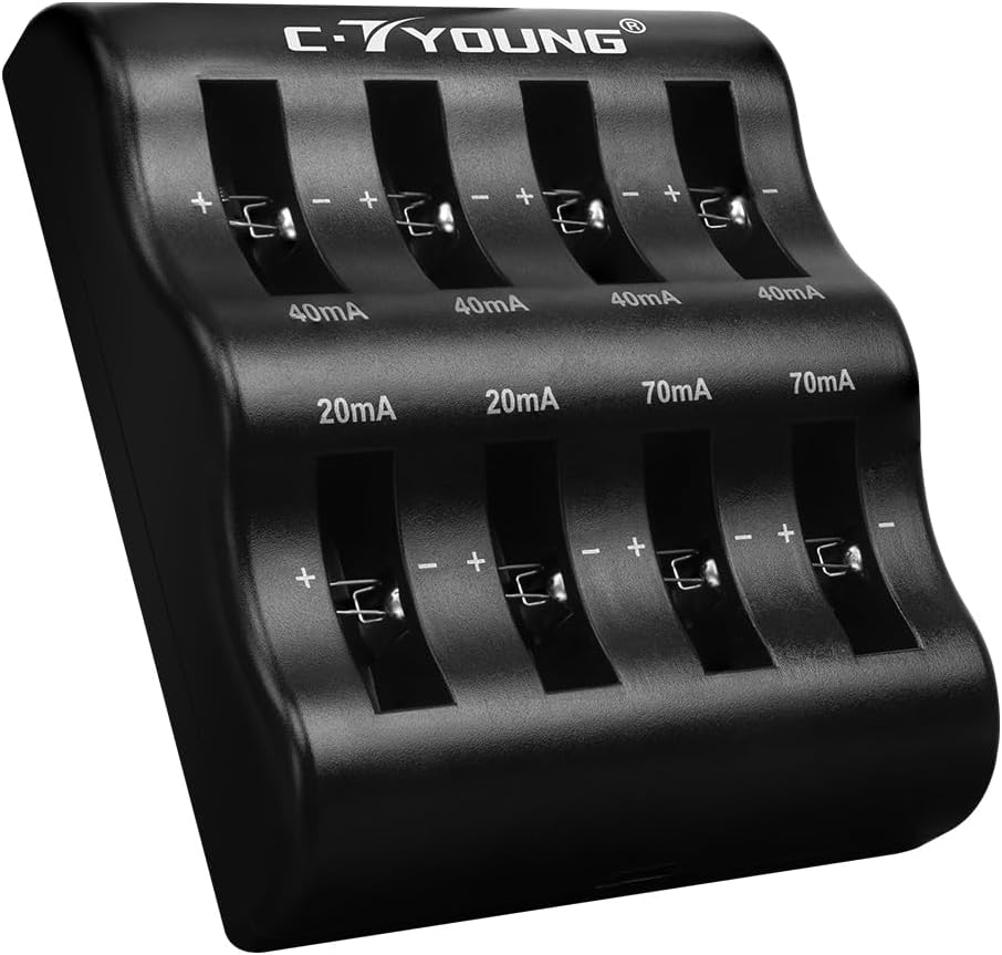 Amazon.com: 3.6V Lithium Rechargeable Coin Button Cell 8 Bay LIR2032 ...