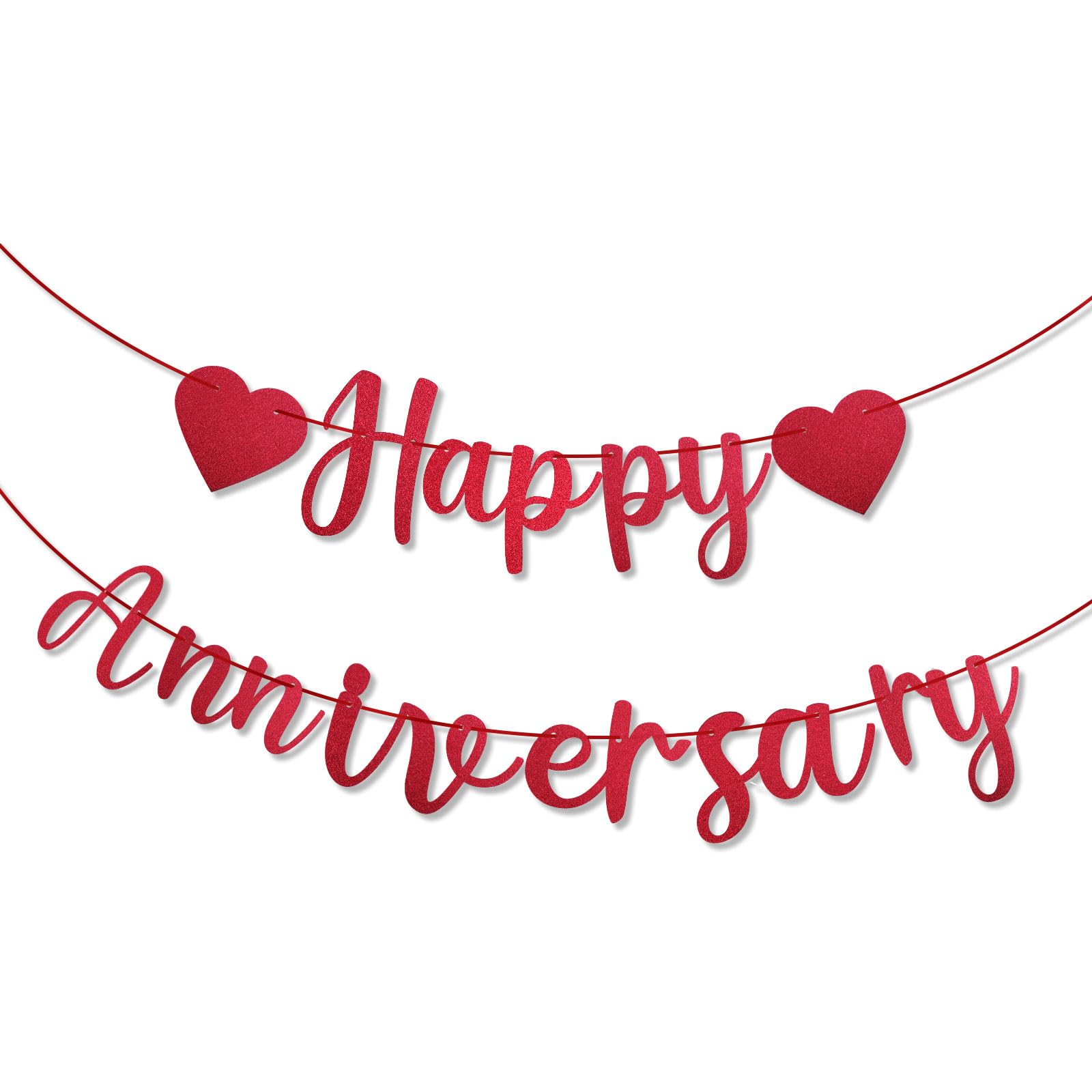 Amazon.com: Happy Anniversary Banner, Pre-Strung Anniversary Banner Red ...