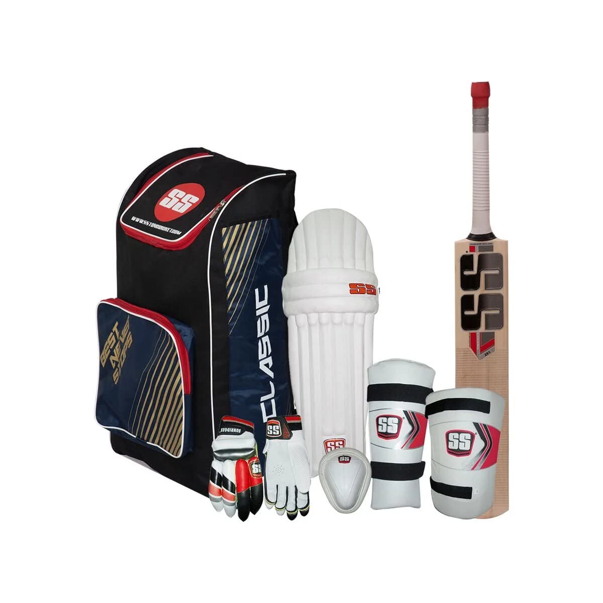 Buy SS IB Complete Kashmiri Willow Cricket Kit with Helmet and Leather ...