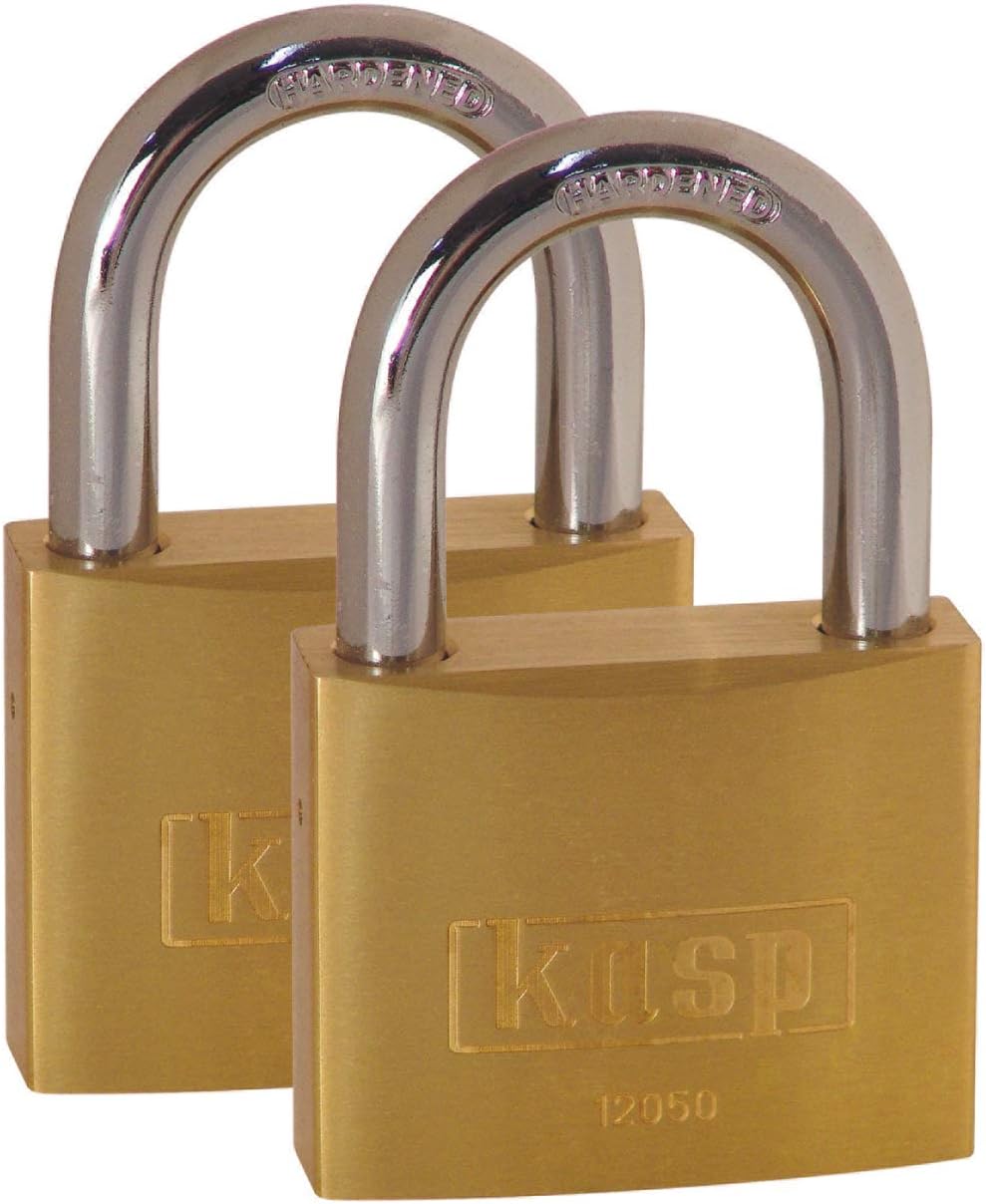 Kasp K12050D2 50 mm Brass Padlock Keyed Alike (Pack of 2), Gold ...