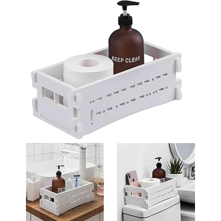 Amazon.com: Y&ME Wooden Toilet Tank Basket, Farmhouse Bathroom Decor ...