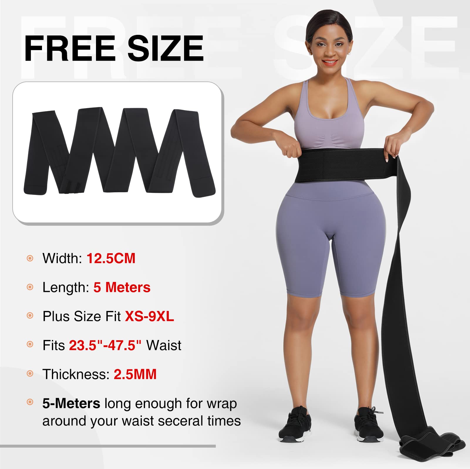 FeelinGirl Waist Trainer for Women Bandage Wrap Sauna Belt Long Torso ...