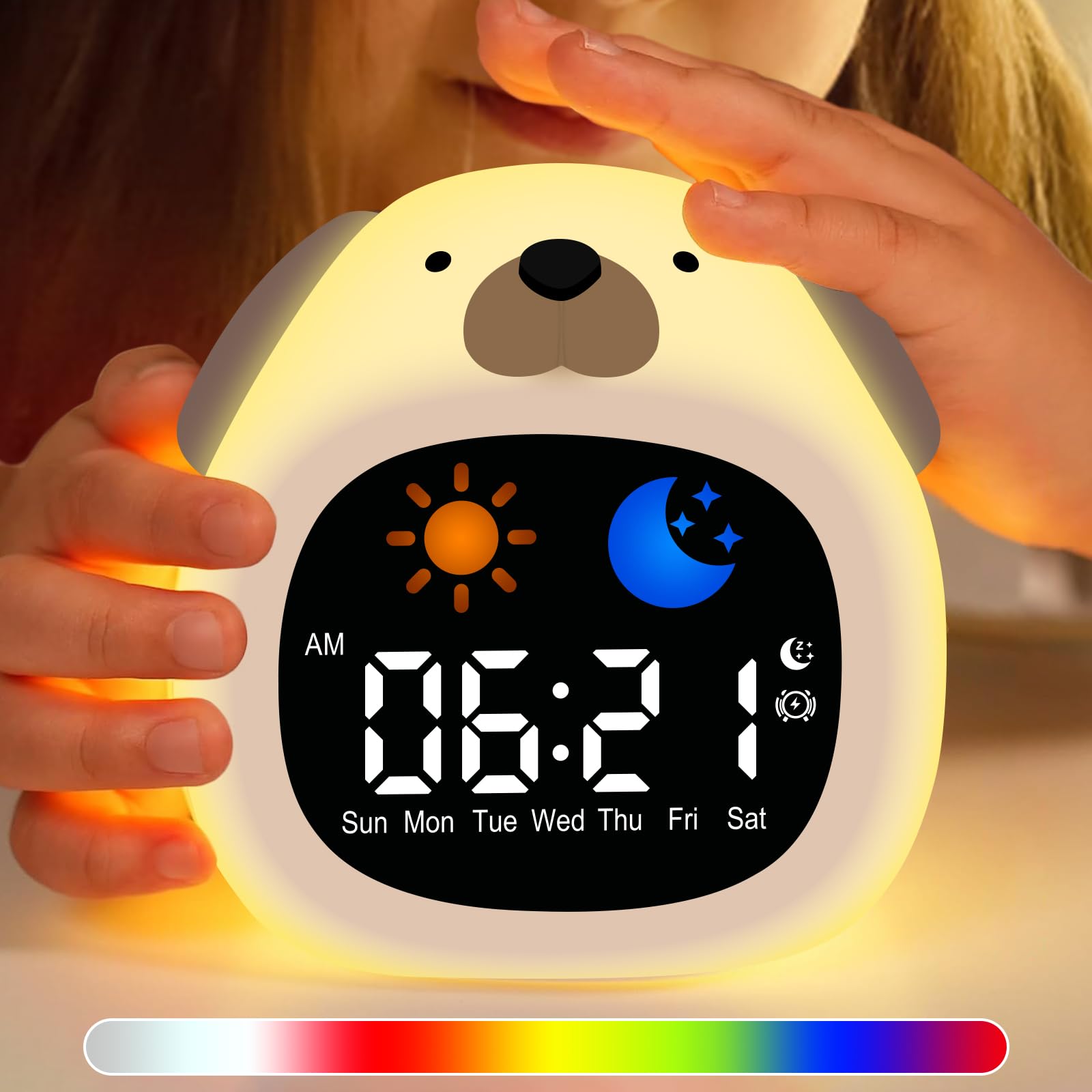 SunnyOcean Kids Alarm Clock with Night Light, Bedside Sleep Training ...