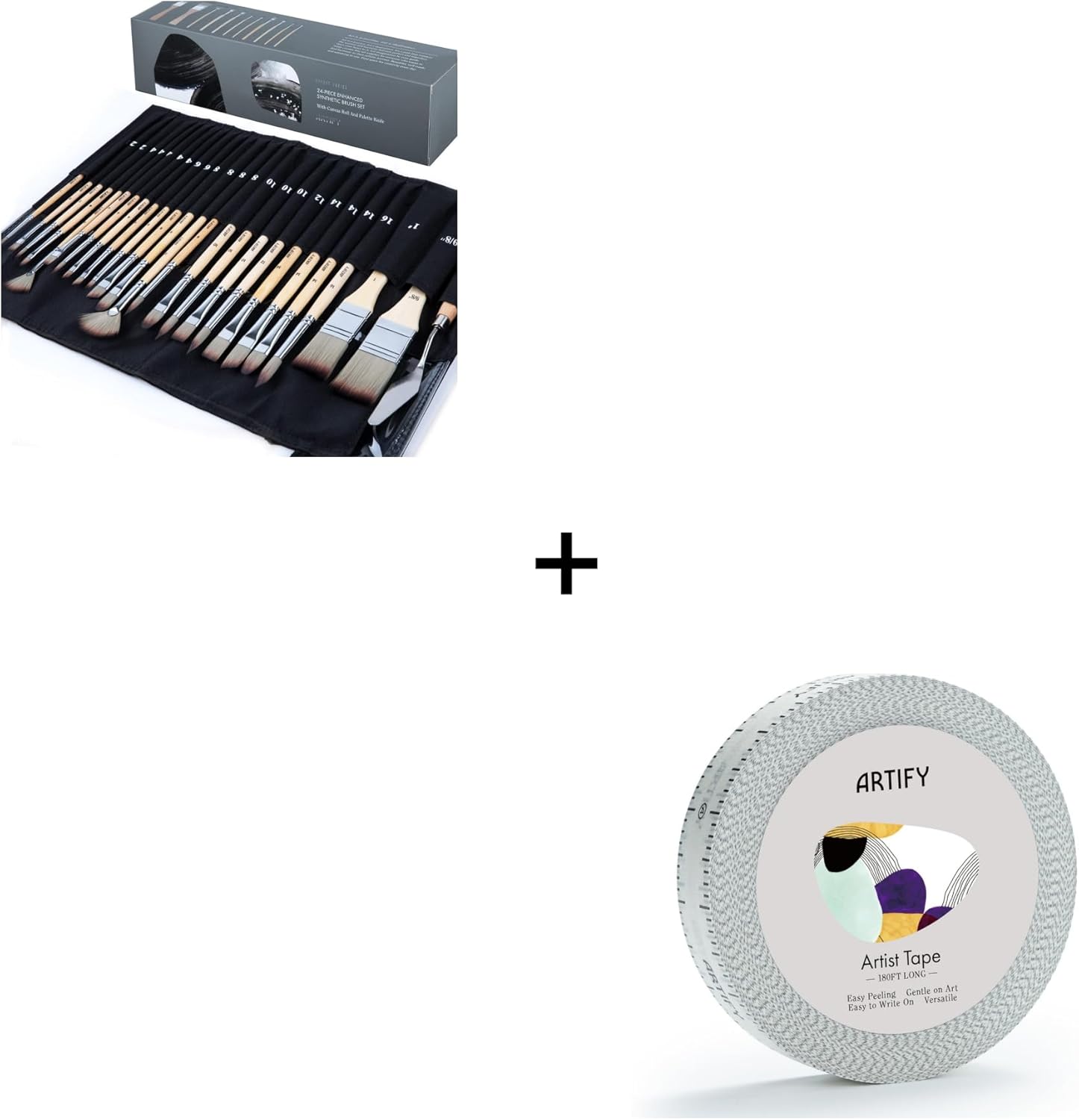 Amazon.com: ARTIFY Bundle of 24 Pieces Paint Brush Set and 1" Artist ...
