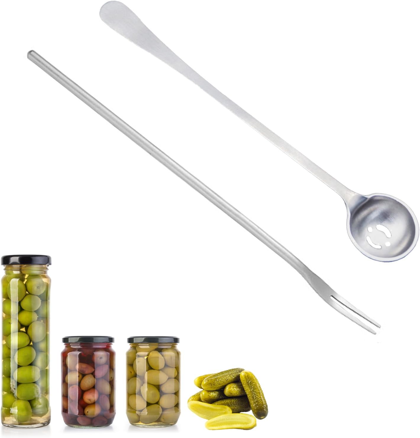 Amazon.com: 2 Pack Olive Spoon and Pickle Fork Stainless Steel Long ...