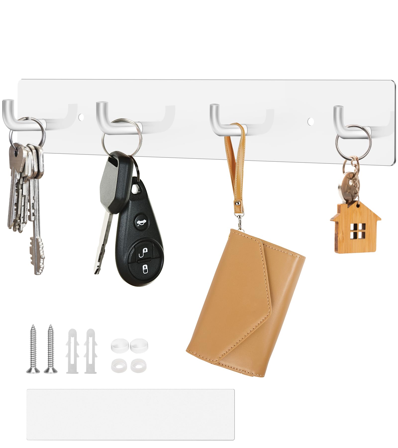 Amazon.com: RELBRO Key Holder Wall Mount, White Large Key Hanger Self ...