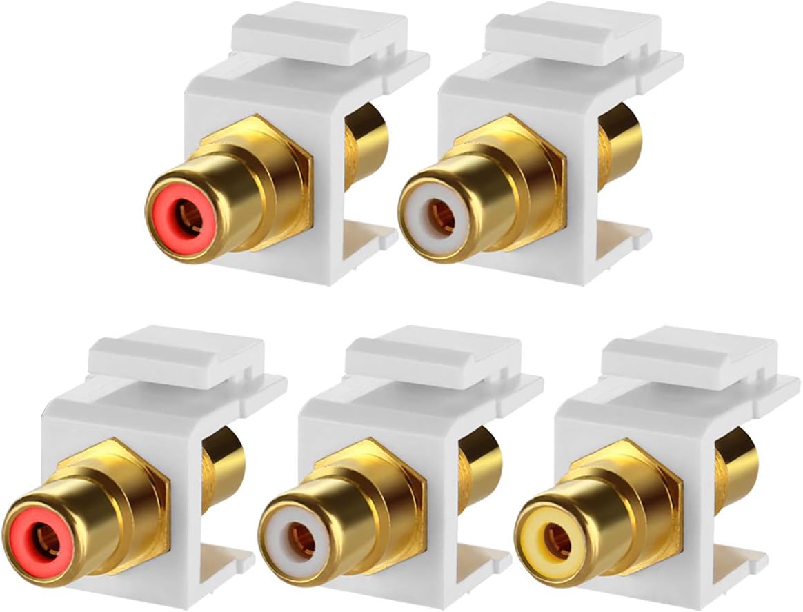 Amazon.com: TENINYU 5-Pack RCA Keystone Jack Insert Connector Socket ...