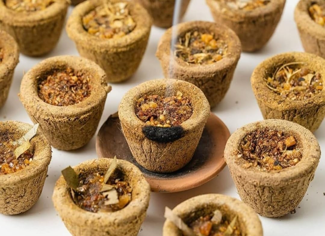 Cow Dung Panchgavya(24Pcs) Royal Deepam Natural Cup Sambrani looban ...