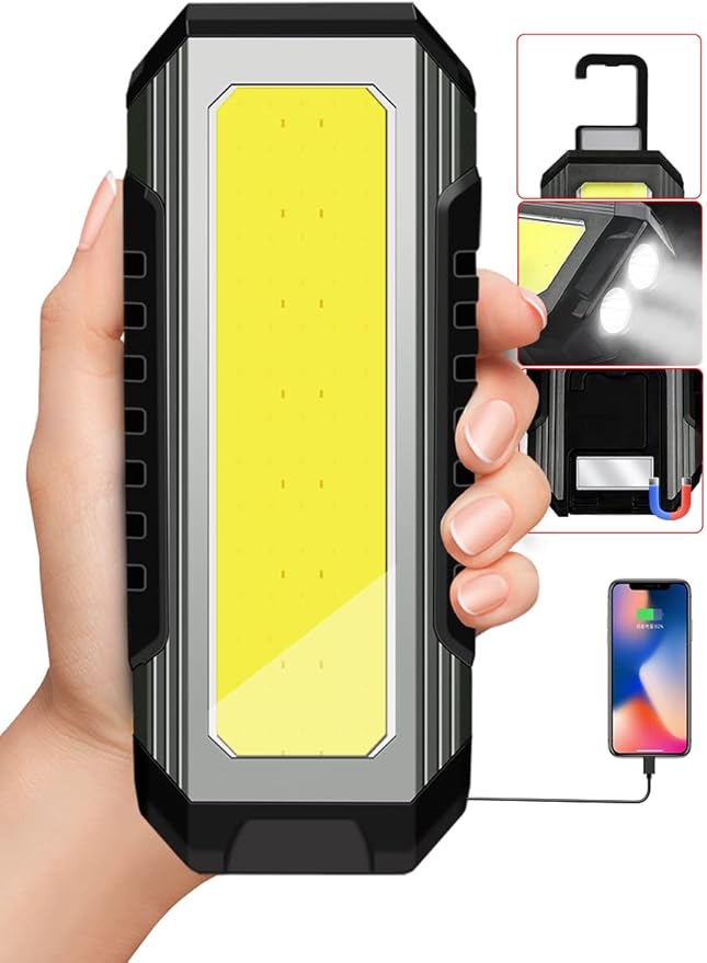 Rechargeable Work Light,1200LM Portable LED Magnetic Lights with Mobile ...