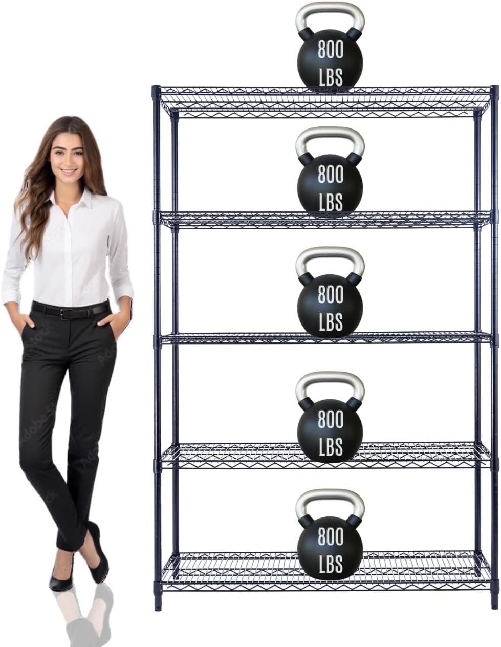 Amazon.com: 48"x18"x72" PRIME HEAVY DUTY Black 5-Tier Wire Shelving NSF ...