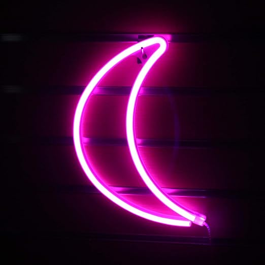 Crescent Neon Light Moon LED Neon Signs Art Wall Lighting Decor for ...