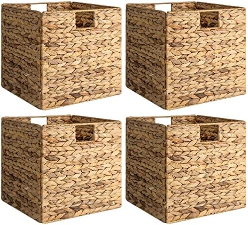 StorageWorks Wicker Storage Cubes with Liners, Water Hyacinth Storage ...