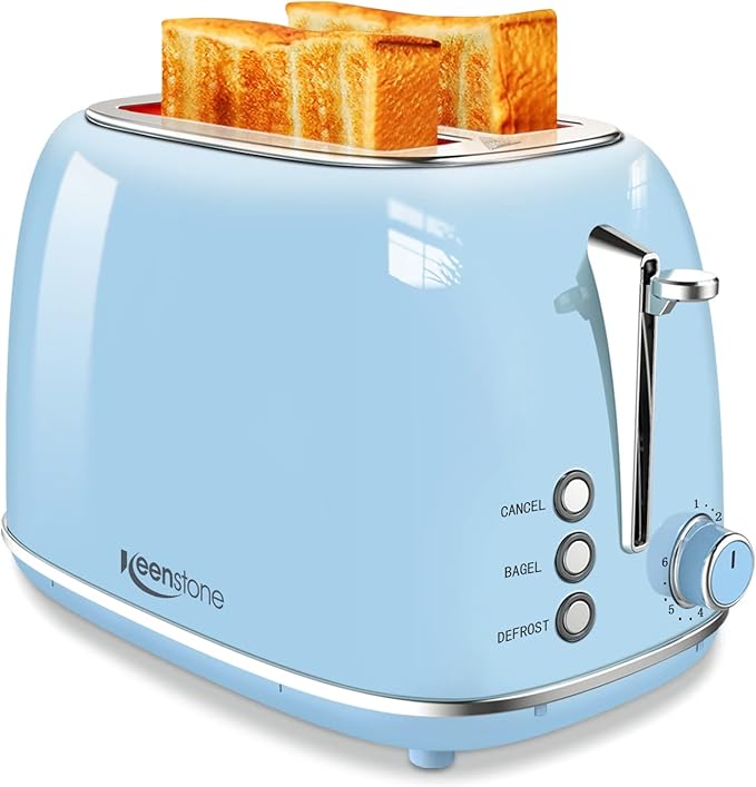 Amazon.com: Toaster 2 Slice Stainless Steel Toaster Retro with 6 Bread ...