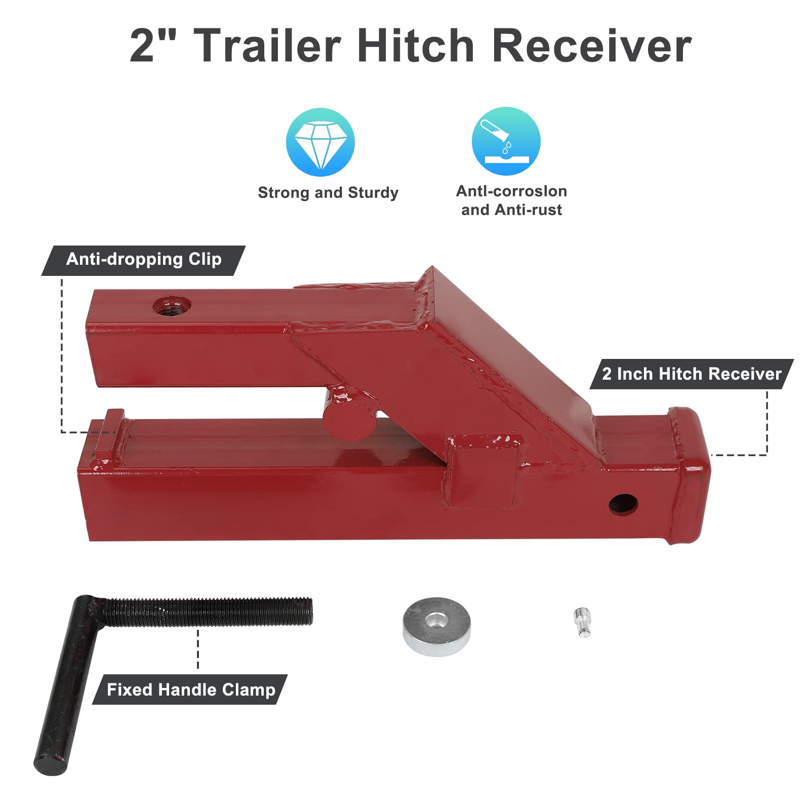 Snapklik.com : Steel Clamp On Trailer Hitch 2" Ball Mount Receiver Adapter Deere Bobcat Tractor ...