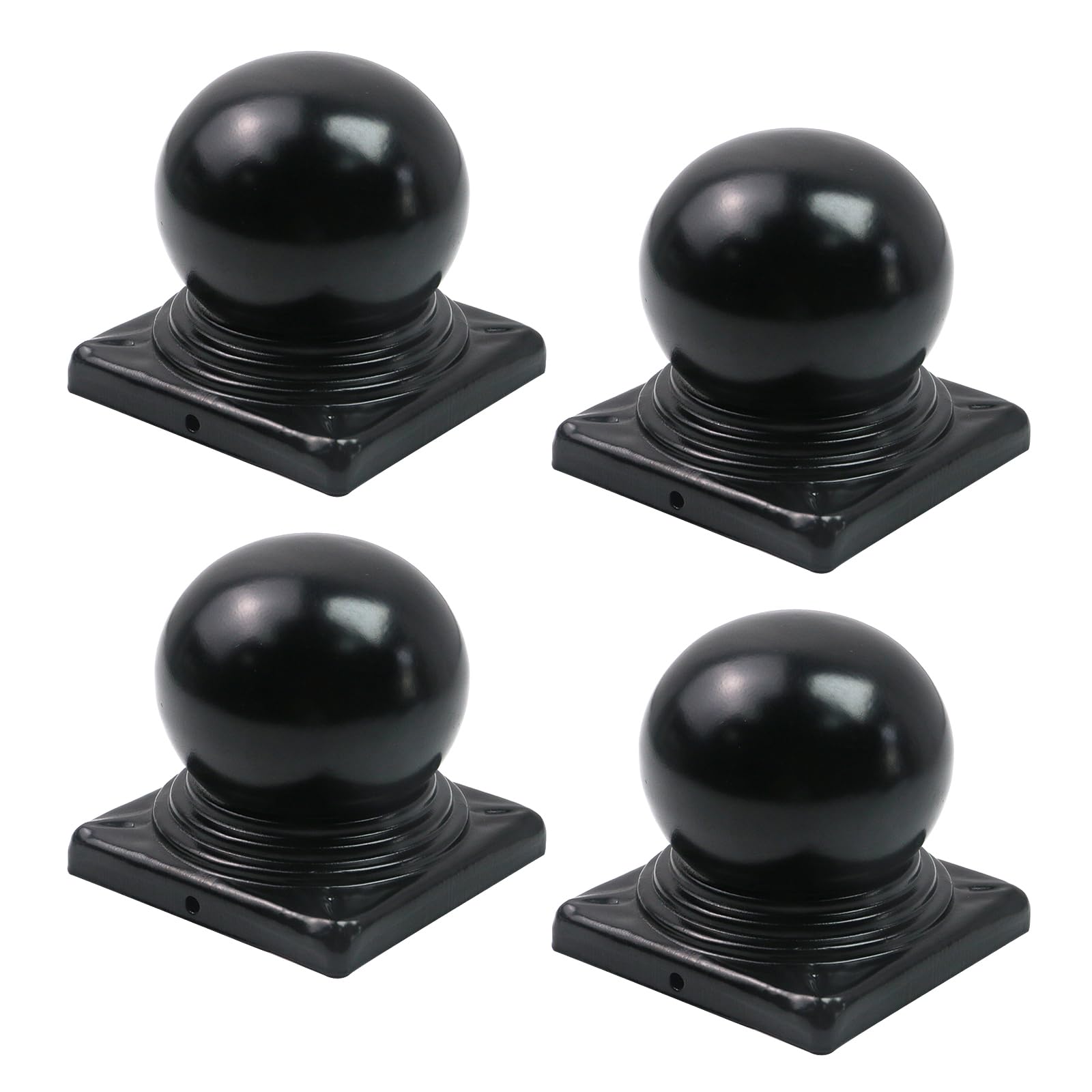 Tsnamay 4Pcs Black Fence Post Caps with Top Ball,Post Caps Ball Dome ...