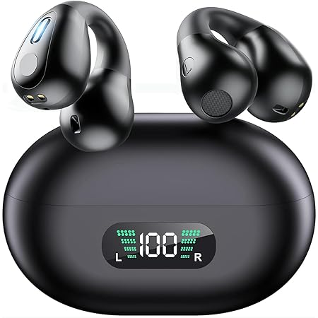 Amazon.co.jp: OWS Earphones, Wireless Earphones, Ear Cuff Type, Bone ...