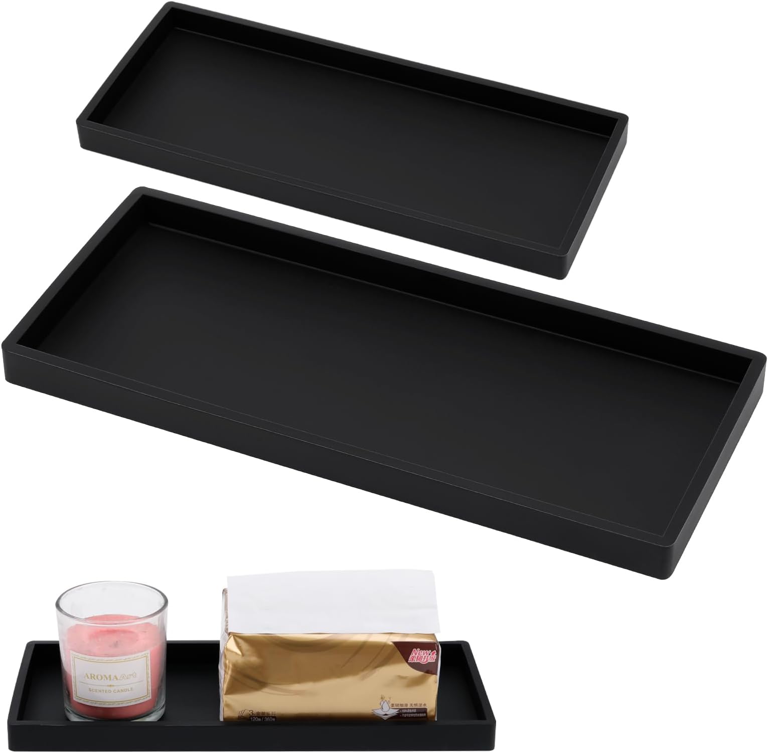 Badezimmer Tablett Schwarz Dekotablett Schwarz Modern Deko Tablett ...