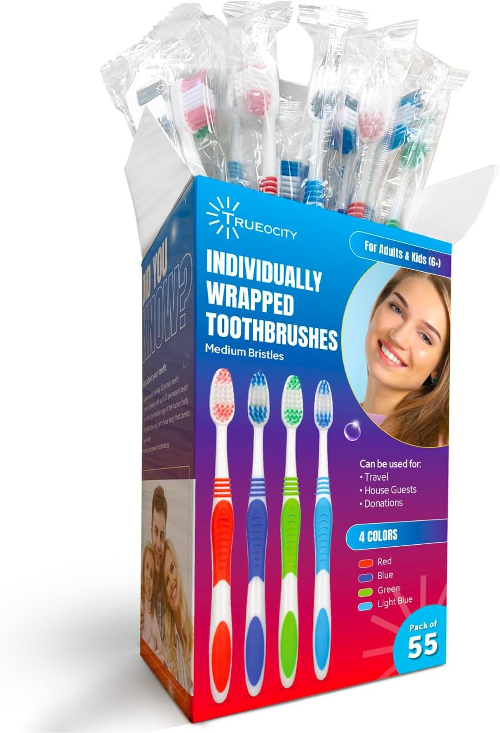 Amazon.com : Toothbrushes Bulk Individually Wrapped - 55 Pack, Bulk ...