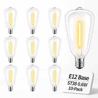 10Pack ST38 LED Outdoor String Light Replacement Bulbs, Shatterproof & Weatherproof Vintage ...