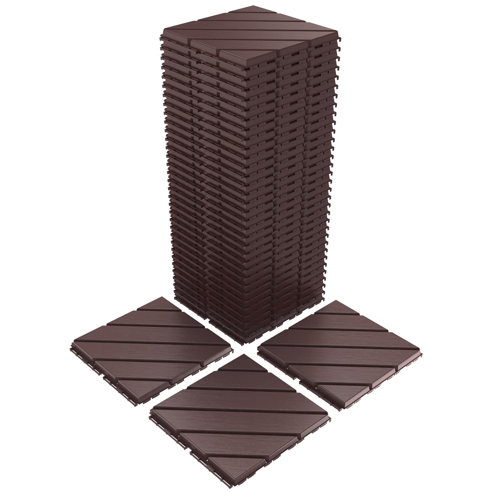 Plastic Interlocking Deck Tiles, 11.8"x11.8"(Pack of 36), Patio ...
