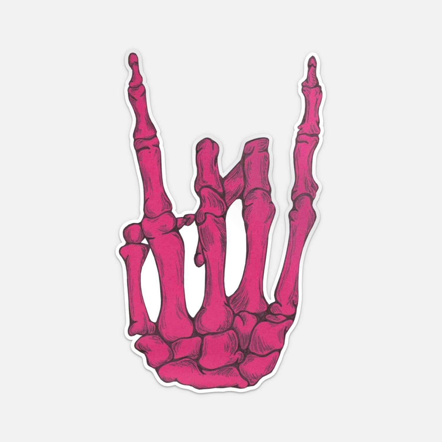 Amazon.com - Rock On Skeleton Hand Pink Cute Sticker Vinyl Car Bumper Decal