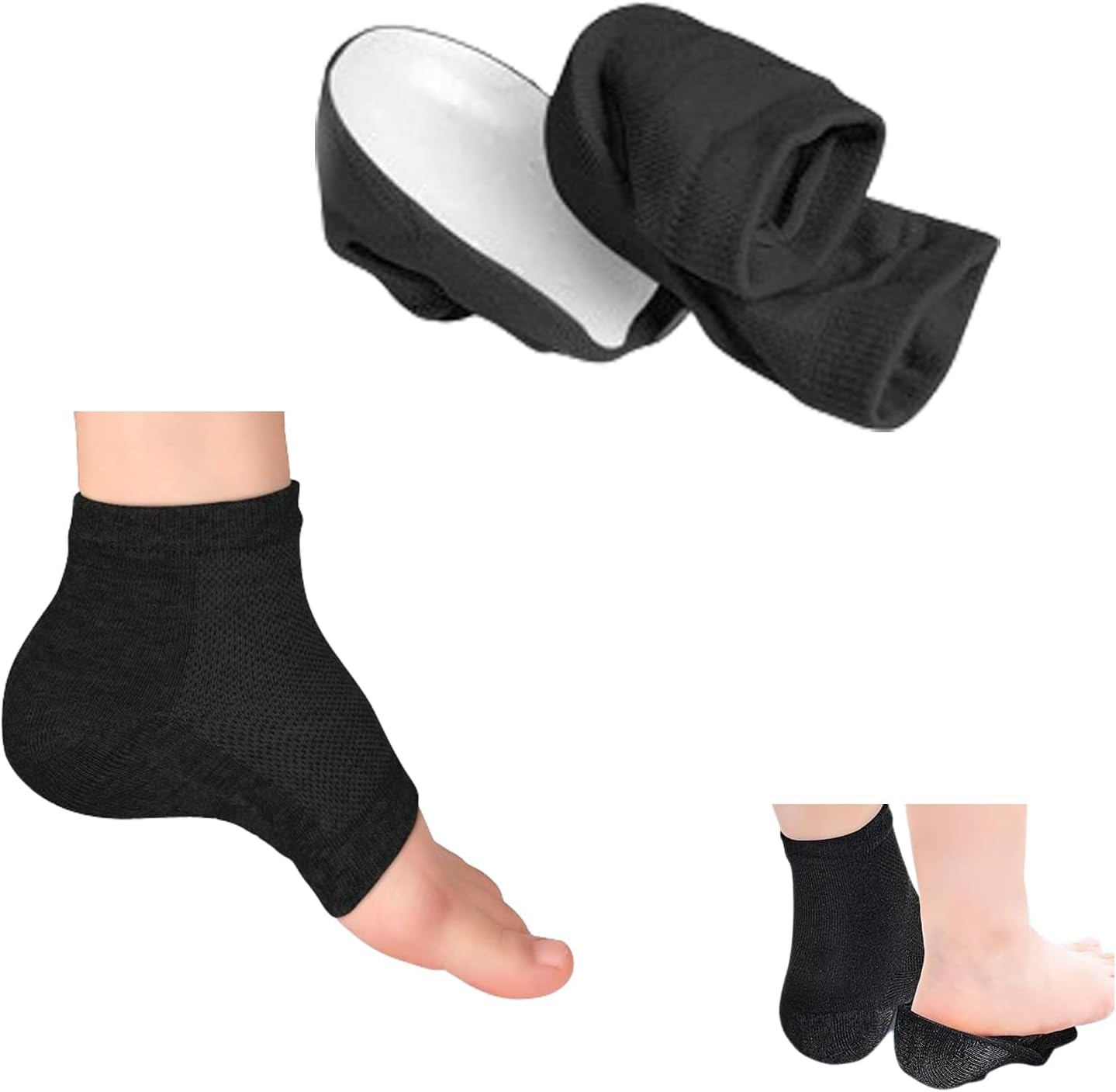 Socks Invisible Silicone Shoe Lift Heel Pads,Breathable Insole and Heel ...