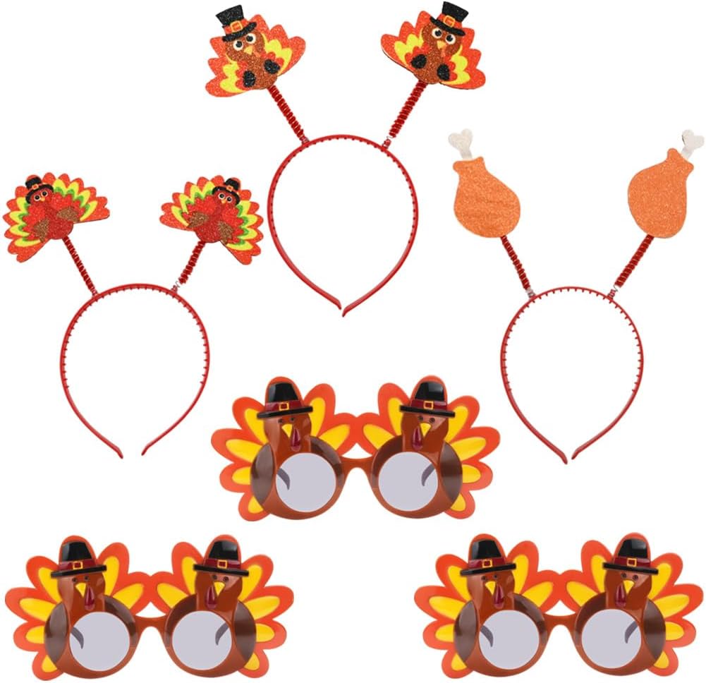 Amazon.com: 6PCS Thanksgiving Turkey Headbands Sunglasses, 3PCS ...