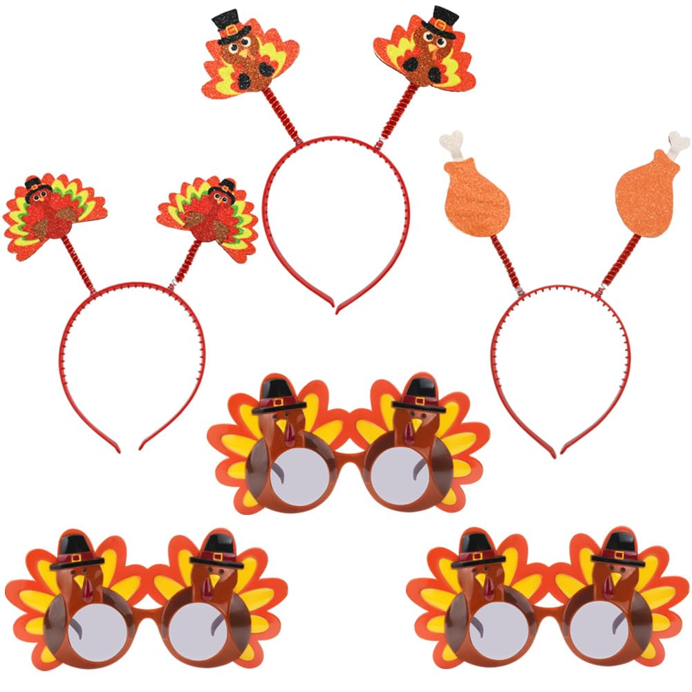 Amazon.com: 6PCS Thanksgiving Turkey Headbands Sunglasses, 3PCS ...