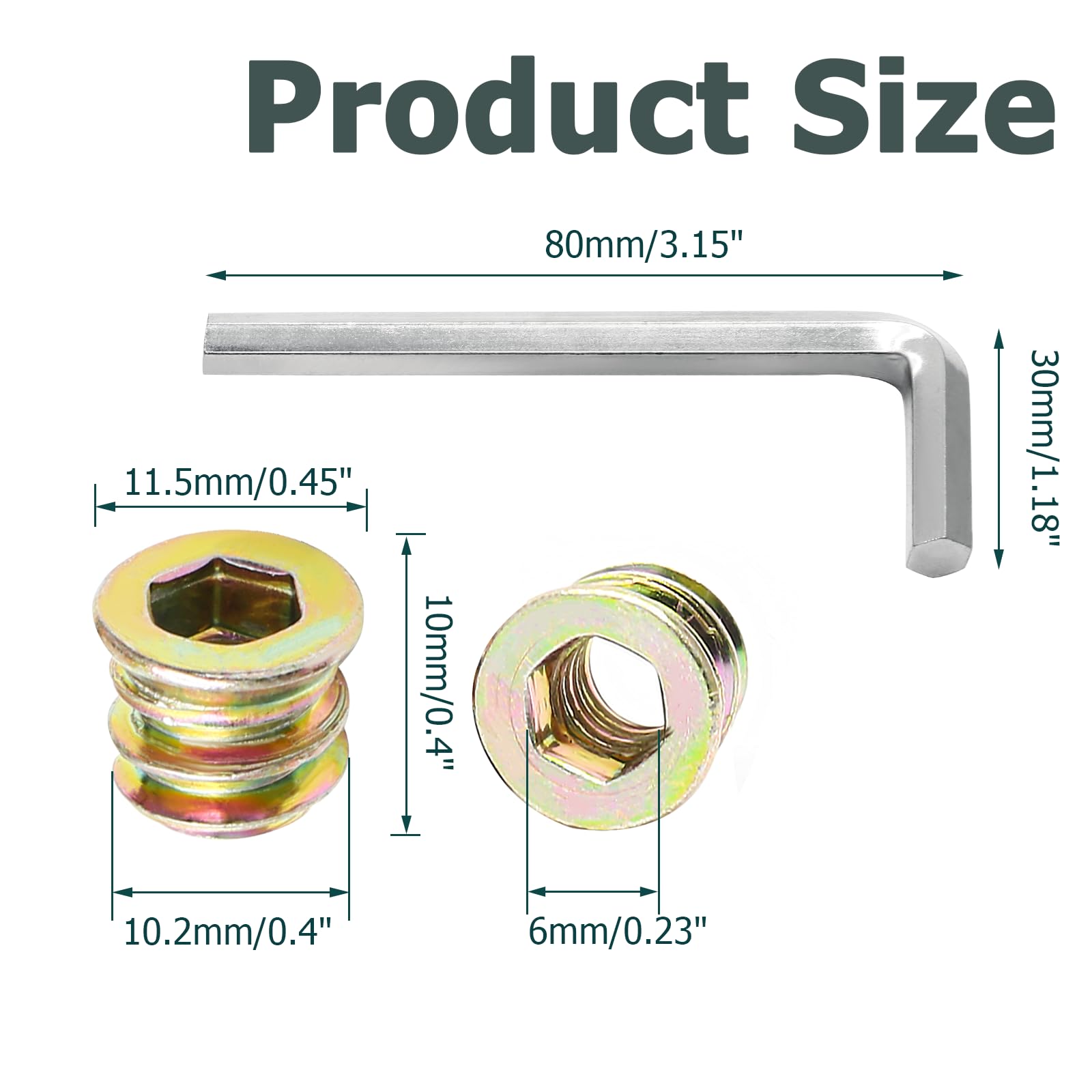 Snapklik.com : Uenhoy 100 Pcs M6 Threaded Wood Inserts Furniture Screw ...