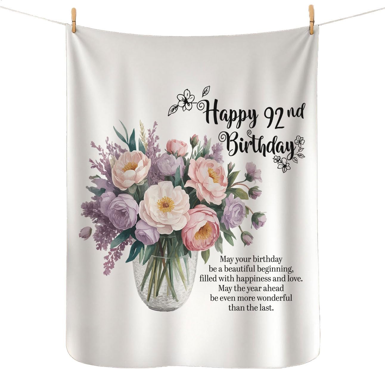 Amazon.com: DesiDD Happy 92nd Birthday Blanket for Women - 92 Year Old ...