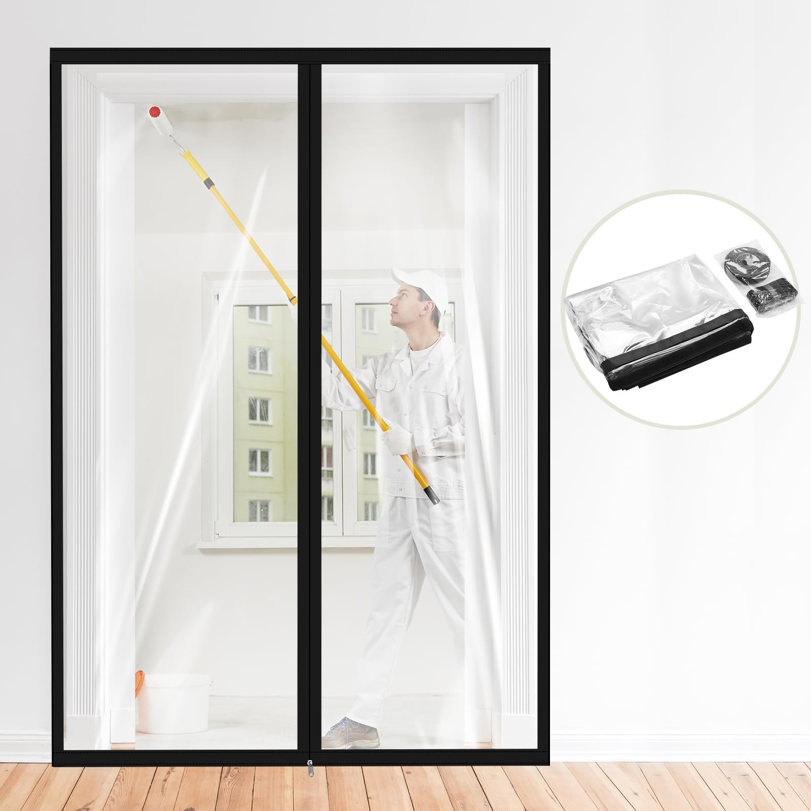 PAD 'N PROTECT Zipper Door Dust Barrier with U-Shape Zipper Door, 4' x ...