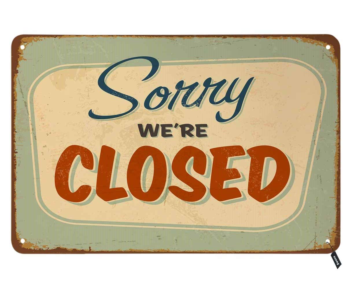 Amazon.com: Swono Sorry Tin Signs,We're Closed Vintage Metal Tin Sign ...
